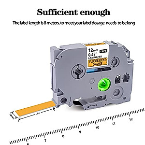 Compatible Orange Label Tape for Brother Orange Label Maker Tape 12mm 0.47 Orange TZe-B31 Laminated Black on Fluoresent Orange TZB31 Tze B31 for P Touch PTD600 PTD400AD PTH110,2-Pack