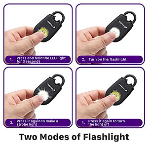 Fosmon Personal Alarm for Women (2-Pack), Self Defense Protection Keychain Safety Sound Siren 125DB with Strobe Light LED Flashlight Carabiner, SOS Emergency Security Alert Device for Kids Elderly Men