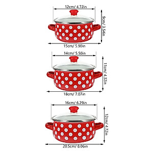 STOBAZA Enamel Stock Pot with Lid, Retro Cooking Pot for Stove Non Stick Soup Pot Induction Pasta Pot Vintage Soup Pot with Handles for Induction Cookers Gas Stove