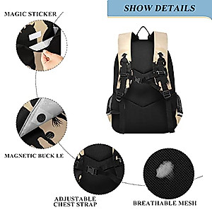 Glaphy Western Cowboy Pattern School Backpack Lightweight Laptop Backpack Student Travel Daypack with Reflective Stripes