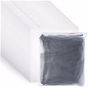 100 Pack Frosted Zipper Packaging Bags Clear Poly Bags Resealable Plastic Zipper Clothes Storage Bag For Clothing Shirt Jeans Pants T-Shirts Organizer Packaging Products(13.78 x 15.75 Inch)