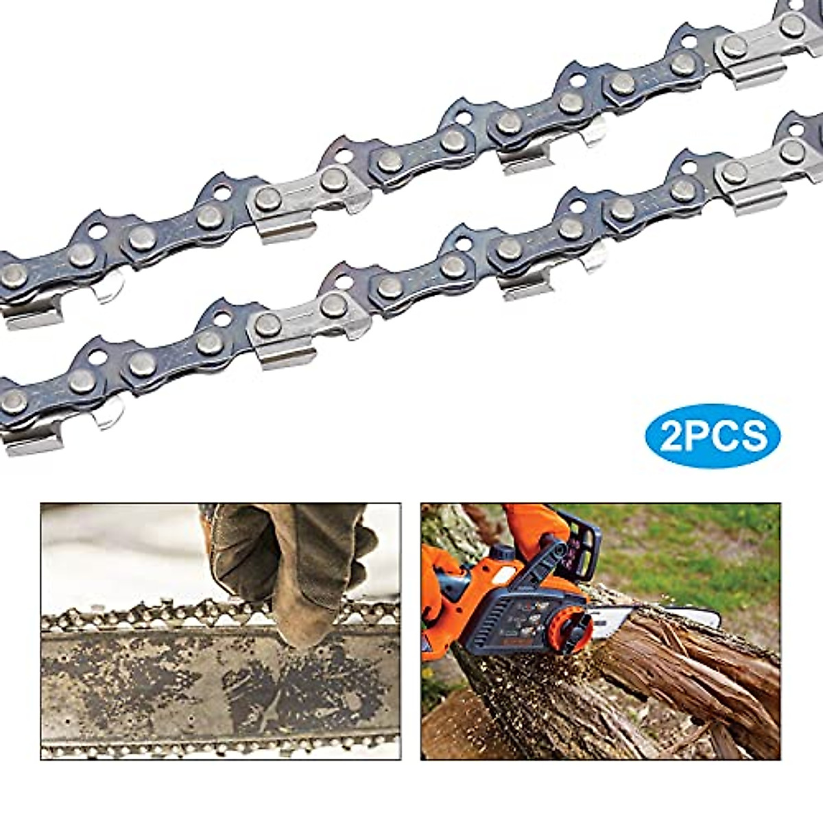2Packs 14-Inch Chainsaw Chain Replacement for Portland Harbor Freight 64497 64498 3/8" LP 050" 52DL