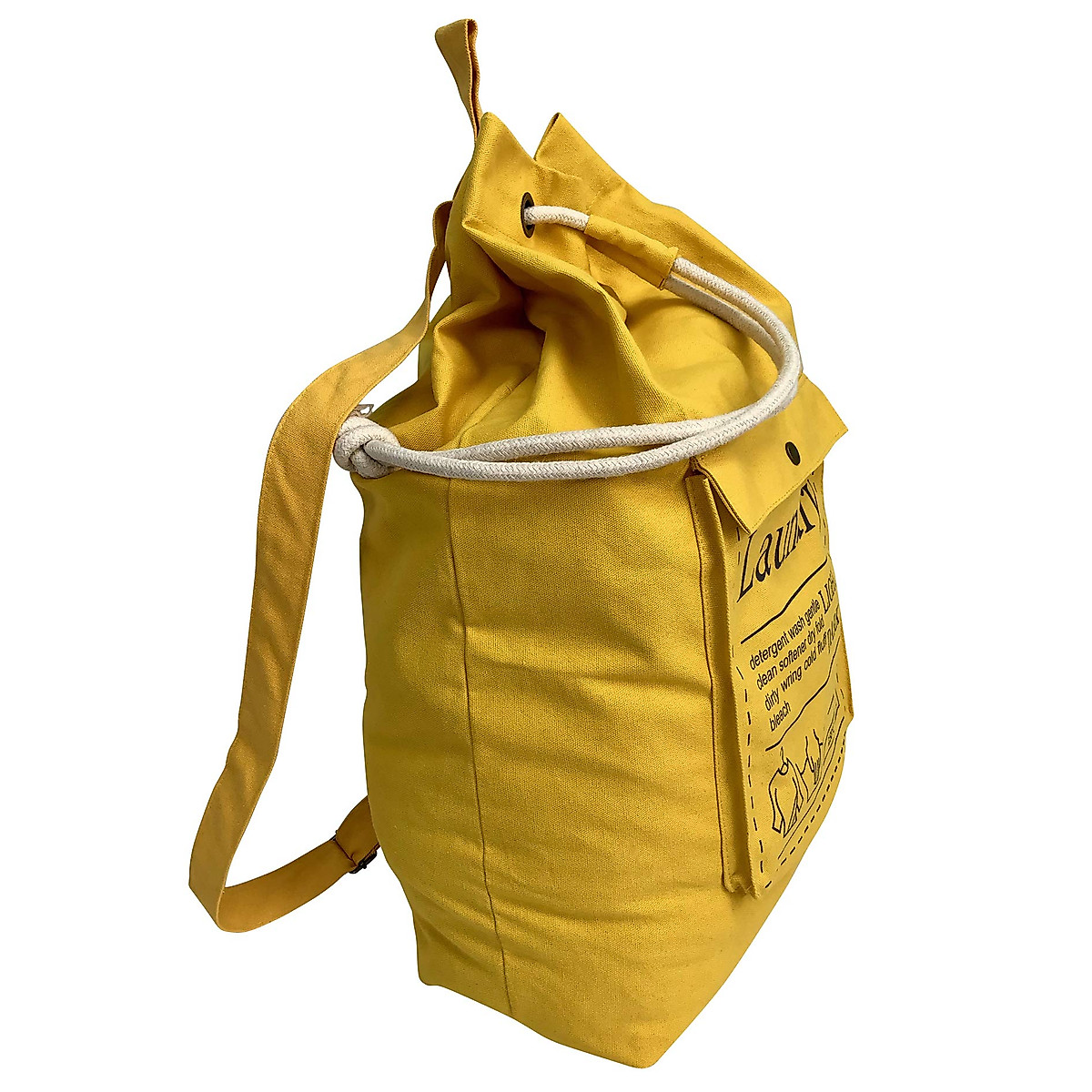 Teeo - Laundry Bag - Dorm Room Essentials - Travel Laundry Bags - College Essentials - Backpack Large Spacious 25”X20” Drawstring 100% Sturdy Cotton Canvas, Hamper Storage Organizer (Yellow)