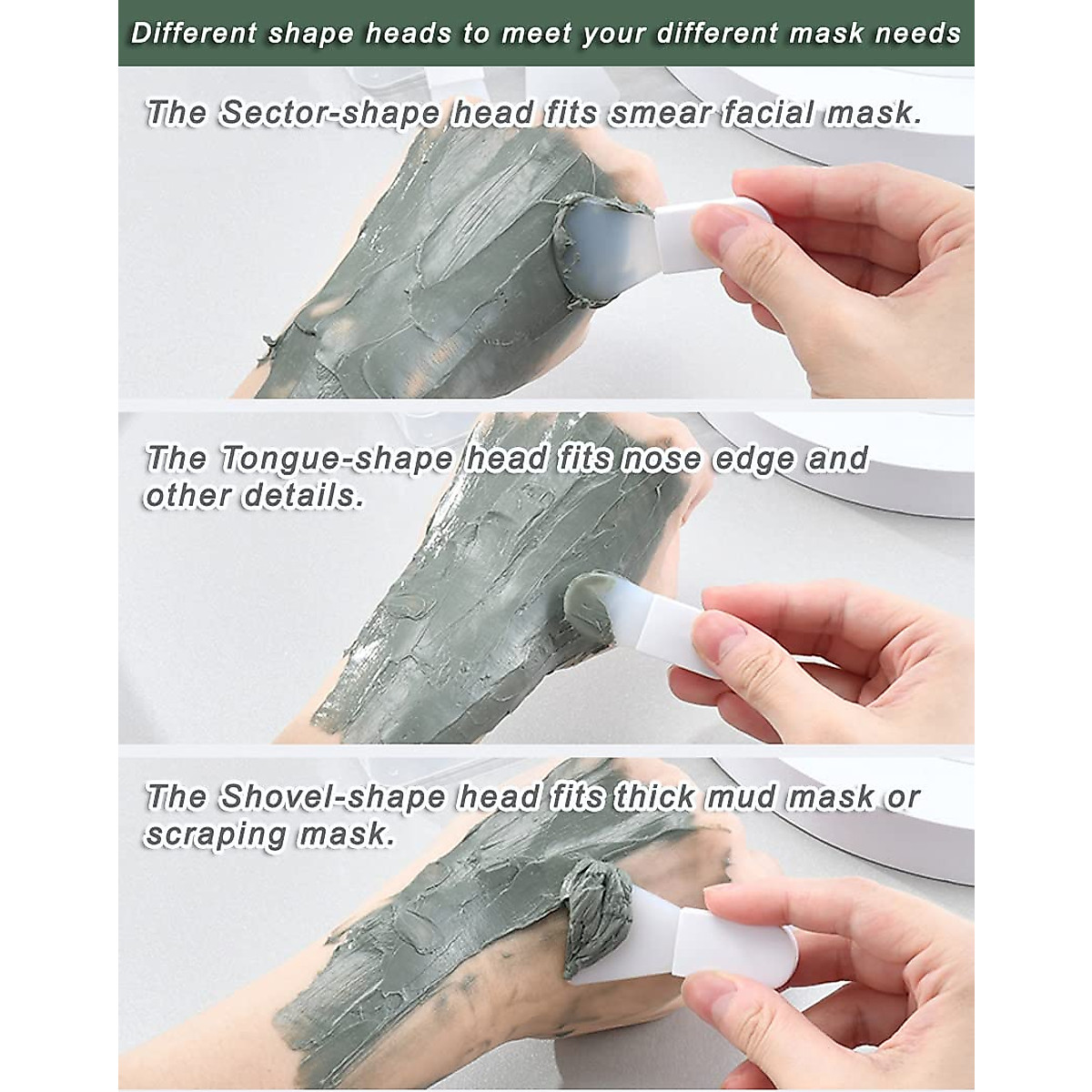 Face Mask Applicator Brushes, Mini Makeup Spatula Portable Beauty Tools Set for Facial Mud, Cosmetic Mask, Facial Clay, Eye Mask, Body Lotion, Body Butter, Serum, Cream. 3PCS Soft Silicone Brush Suit