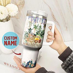 WAZONE Personalized Gardening Tumbler 40oz with Handle and Straw Yes I Really Do Need All These Plants Insulated Stainless Steel Cup With Lid Travel Mug Gift for Gardener Women Flower Lover