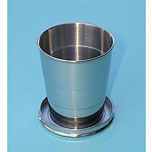 Engraved 5oz Stainless Steel Collapsible Drinking Cup with Leather Case
