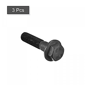 uxcell Metric M10x45mm Hex Flange Bolts, 3pcs 10.9 Grade Carbon Steel Hexagon Head Screws