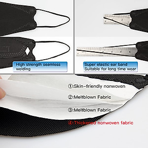 KF94 Mask (30 Pcs ) Black Disposable Face Masks 4-Ply Dust Mask Breathable for Adults Women Men Girls Boys Teen Youth (Black, 30 pack)