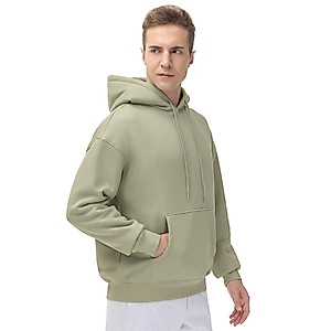 THE GYM PEOPLE Men's Fleece Pullover Hoodie Loose Fit Ultra Soft Hooded Sweatshirt With Pockets Light Green