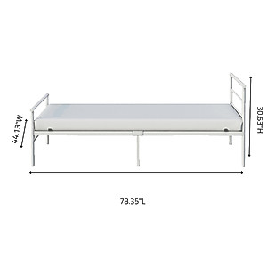 Rack Furniture Seattle Twin Size Bed Frame, Steel Modern Design Bed for Kids with Clean Lines for Children's Bedroom, No Box Spring Required (White)