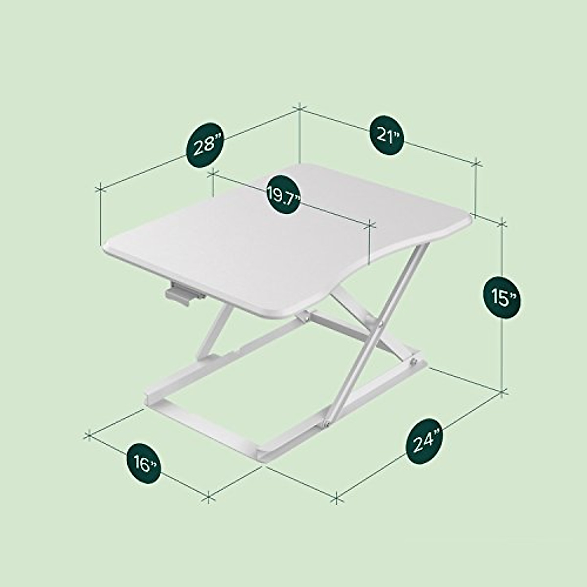 ZINUS Molly 28 Inch Standing Desk with Adjustable Height, Desktop Workstation, Desk Converter, No Assembly, White