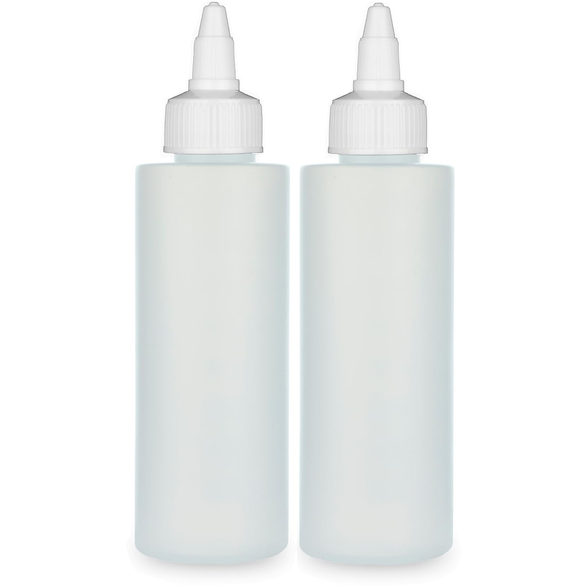 BRIGHTFROM Condiment Squeeze Bottles, 4 OZ Empty Squirt Bottle with Twist Top Cap, Leak Proof - Great for Ketchup, Mustard, Syrup, Sauces, Dressing, Oil, Arts and Crafts, BPA FREE Plastic - 2 PACK