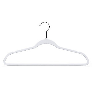 Quality Hangers 50 Pack Non-Velvet Plastic Hangers for Clothes - Heavy Duty Coat Hanger Set - Space-Saving Closet Hangers with Chrome Swivel Hook, Functional Non-Flocked Hangers - White
