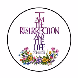 48 pcs Easter John 11:25 Cross, Hershey Kiss​​​​​​ Stickers Envelope Seals Labels Round Tags, Stamps Sticker for Gift Cards, Envelopes, Boxes for Holiday, Birthday, Christmas