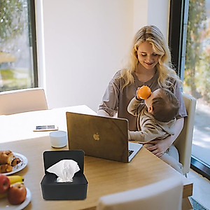 CZWESTC Diaper Wipes Dispenser, Baby Wipe Holder Case, Wipe Container with Sealing Lid Design, Keeps Diaper Wipes Fresh (Black)