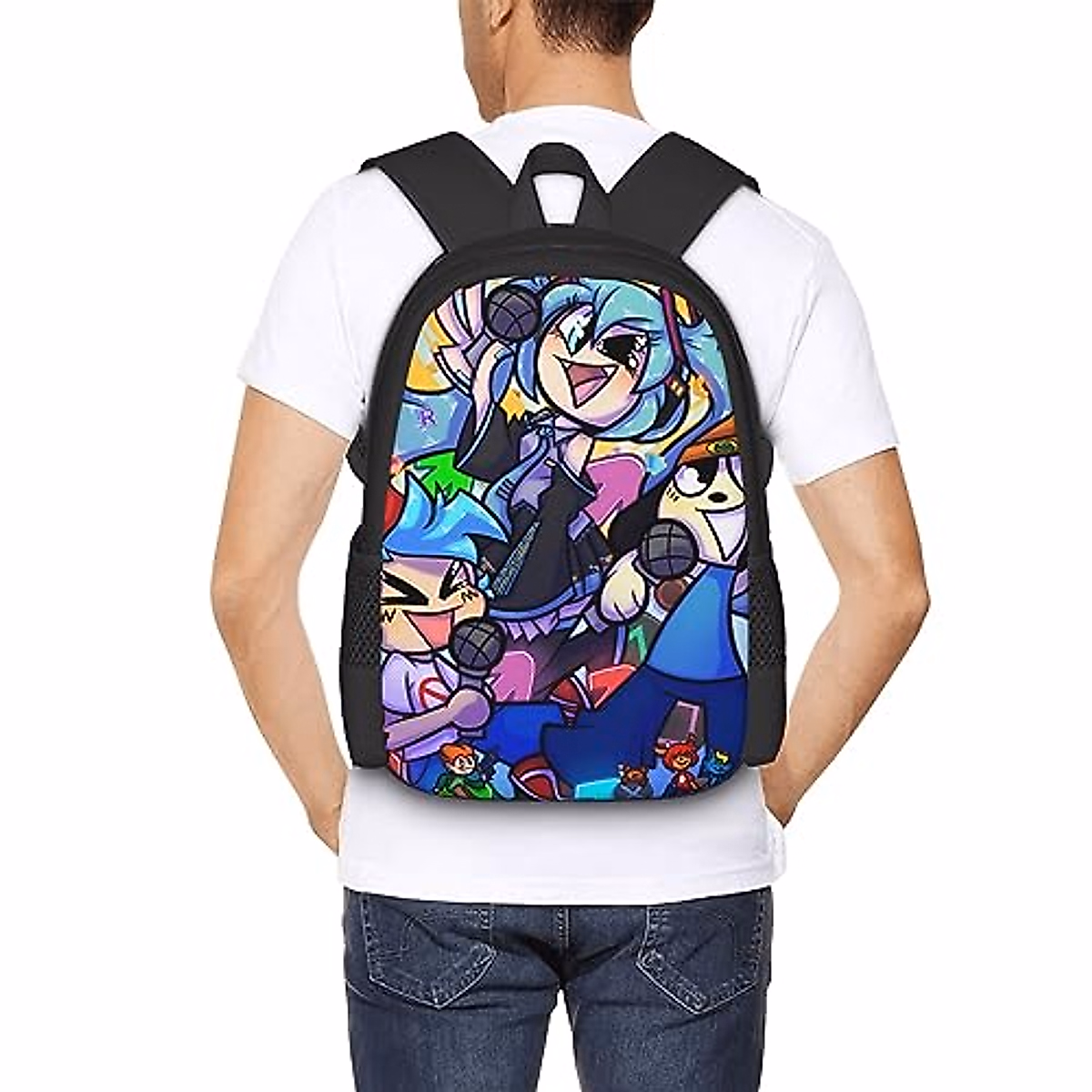 Fri-day Cartoon Night Fun-kins Backpack Cartoon Laptop Backpacks Lightweight Fashion Travel Daypack Large Capacity Multifunction Adjustable Straps Bags For Women Men
