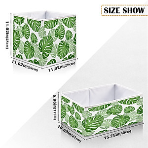 Kigai Tropical Palm Leaves Cube Storage Bins - 11x11x11 In Large Foldable Storage Basket Fabric Storage Baskes Organizer for Toys, Books, Shelves, Closet, Home Decor