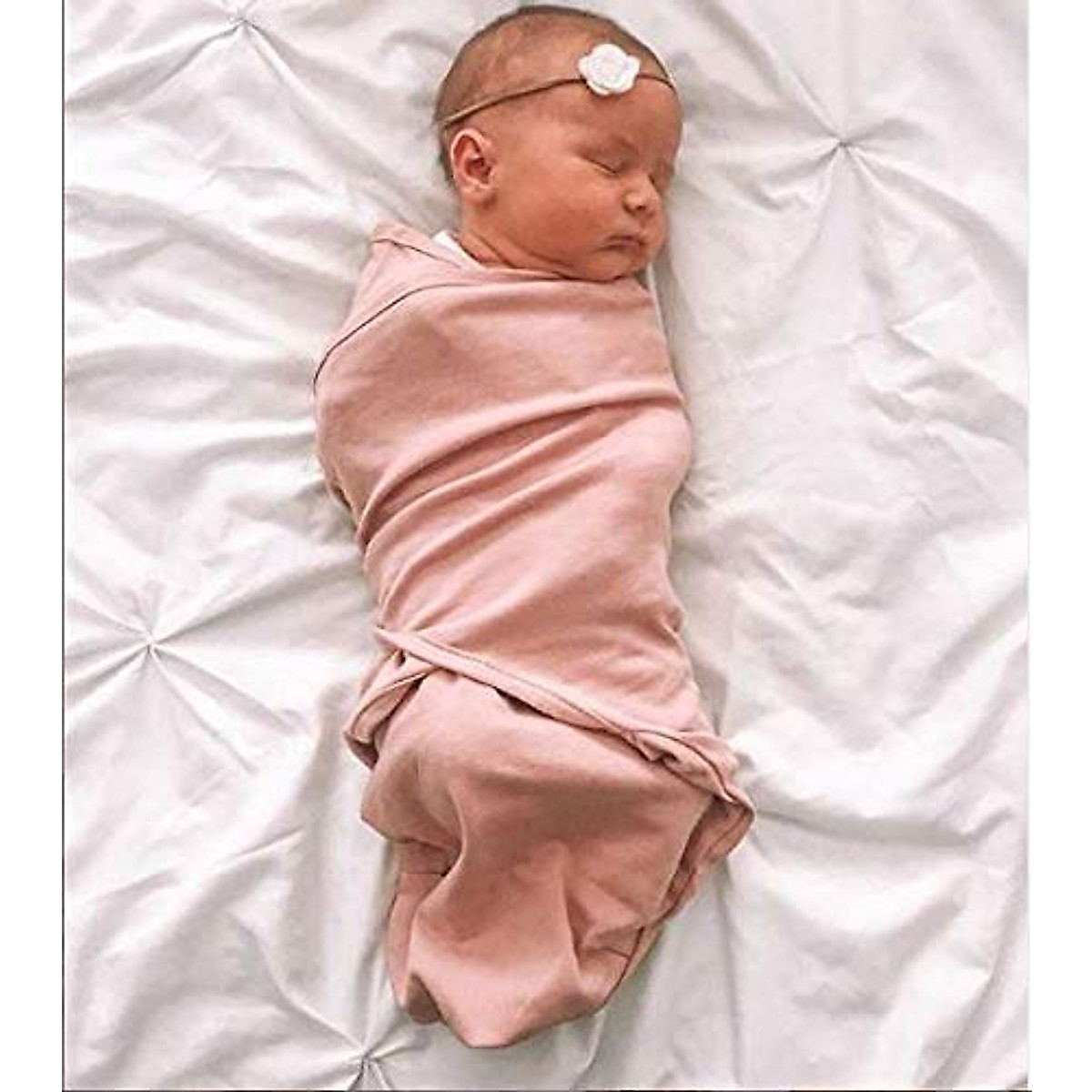 Ely's & Co. Baby Swaddle Blanket - 2 Pack Cotton Swaddle Blanket - Newborn Swaddle 0-3 Months, Newborn Essentials (Mauve Pink Stars & Solid Dusty Rose)