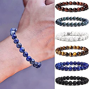 SAMOCO 1-12Pcs 8mm Stone Semi-Precious Gemstones Beaded Bracelets for Men Women Healing Crystal Stretch Beaded Bracelet Unisex