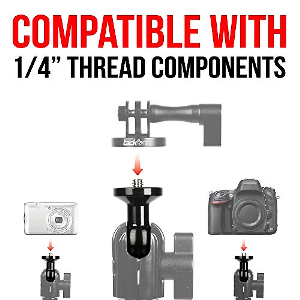 Aluminum Camera Adapter with 1/4"-20 Screw and 20mm Ball. Tackform Enduro Series
