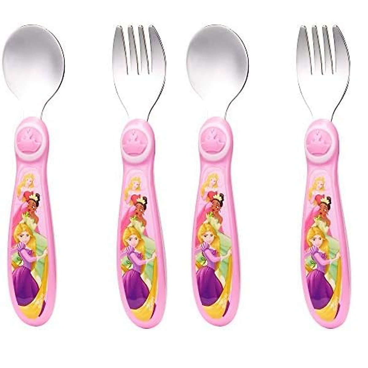 The First Years Disney Princess Easy Grasp Stainless Steel Spoon & Fork Flatware Set (Pack of 2)