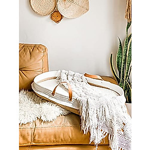 Original Cotton Rope Baby Changing Basket with Foam Pad & Organic Cover, Moses Basket, Changing Table Topper by Coastfully Yours | Farmhouse Nursery Decor | Boho Nursery Decor