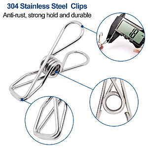 YuGtcen 52pcs Clothes Pins Heavy Duty Outdoor, 2" Lengh Stainless Steel Clothes Pins for Hanging Clothes Wire Metal Clothes Pegs Hanger Clips Clothespin Laundry Clips for Home Travel (Small)