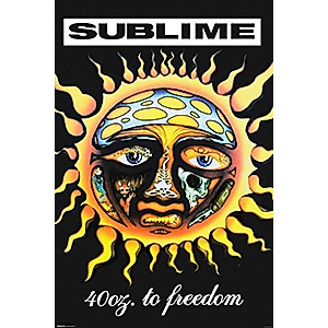 Pyramid America Sublime 40 Oz to Freedom Music Band Poster Debut Album Sunny Mushroom Face Trippy Cool Wall Decor Art Print Poster 24x36