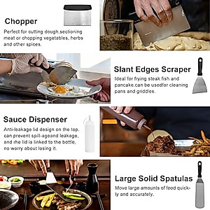 CEWOR 19pcs Flat Top Grill Accessories, Griddle Accessories Kit for Blackstone and Camp Chef, Professional Grilling Accessories, Grill Spatula Set with Enlarged Spatulas, Basting Cover for BBQ