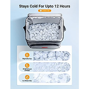 AstroAI Large Lunch Box for Men Women, 40 Can/24L Cooler Bags Insulated Tote Keep Cool and Warm for for Office School Picnic Beach Shopping (Grey)