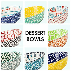 DeeCoo Cereal Bowls,Set of 8 Porcelain, 4.75 Inch Diameter,10 Fluid Ounces (1.25 Cup), Vibrant Colors Soup, Cute Oatmeal Bowls for Pasta, Small Salad, Stews, Rice, Yoghurt, Dessert, Poke