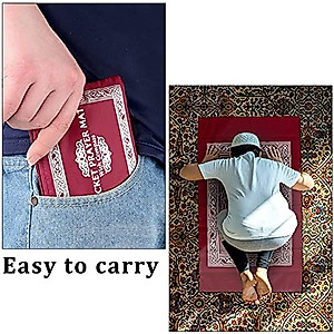 Anlising 2 Pieces Portable Travel Prayer Mat with Compass, Waterproof Polyester Prayer Rug, Muslim Travel Prayer Mat, for Ramadan Gifts (60cm×100cm)