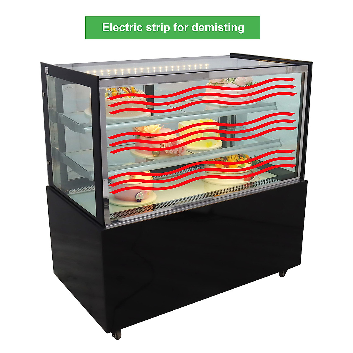 TECHTONGDA Display Refrigerators Cake Showcase Right Angle Cooling Display Case Commercial Bakery Cabinet with LED Light Floor Standing 220V Rear Door