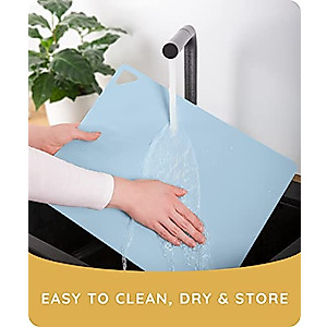 Extra Thin Flexible Cutting Boards for Kitchen - Cutting Mats for Cooking, Colored Cutting Mat Set with Easy-Grip Handles | Non Slip Cutting Sheets, Flexible Plastic Cutting Board Set of 3 (15"x12")