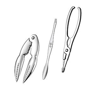 UPKOCH 3pcs Crab Eating Tool Stainless Steel Forks Shears Heavy Duty Oyster Crackers Crab Leg Utensils Seafood Eating Utensils Seafood Utensils Crab Opener Clamp Crab Clamp Crab Leg Clamp