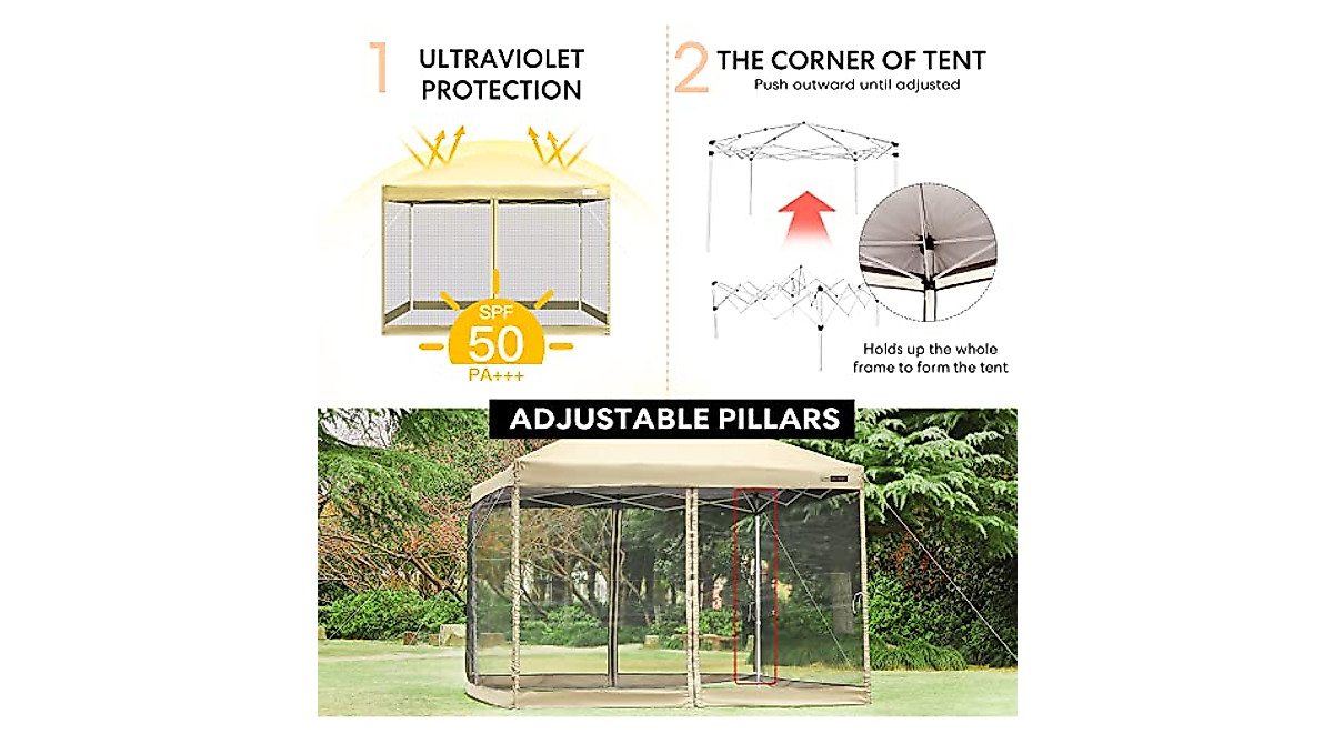 VIVOHOME 8x8 Easy Pop Up Canopy with Mesh Walls