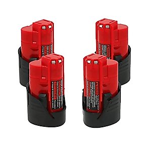 CELL9102 4 Pack 3.0Ah Replacement 12V Battery Compatible with Milwaukee M12 Battery 48-11-2411 48-11-2420 48-11-2401 48-11-2402 48-11-2401, for Milwaukee 12V M12 Red Lithium Cordless Tools