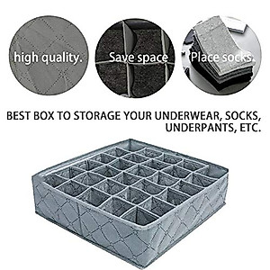 Isabelvictoria 30 Cell Foldable Bamboo Charcoal Underwear Socks Drawer Organizer Storage Box Polypropylene Non-Woven Seperate Box 11L
