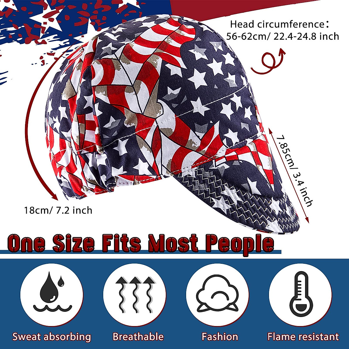 4 Pcs Welding Cap Flame Resistant Cotton Welding Hat for Men Women's Welders Caps Sweat Absorption Mesh Hat Liner for Welder Electrician Gas Station, Matched with Most Welding Helmet