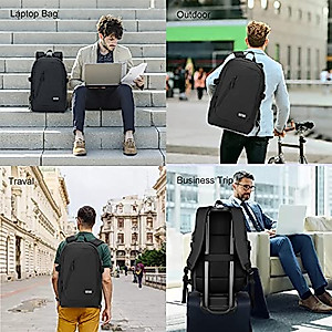 Extra Large Laptop Backpack, 37L Capacity, For 16 Inch Notebook Computer, Anti-Theft Lock, Waterproof Travel Backpack, with USB Charging Port, Luggage Strap, Work Business College School Bag (Black)