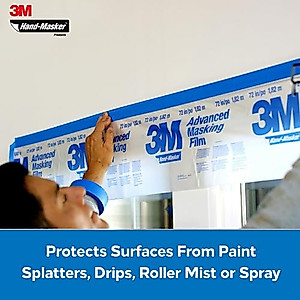 3M Hand-Masker M3000 Tool Painter's Tape and Masking Film Dispenser Kit, 3M Hand Masker Protects Surfaces from Paint Splatters, Includes 12-Inch Blade, Painter's Tape and Masking Film, 1 Kit