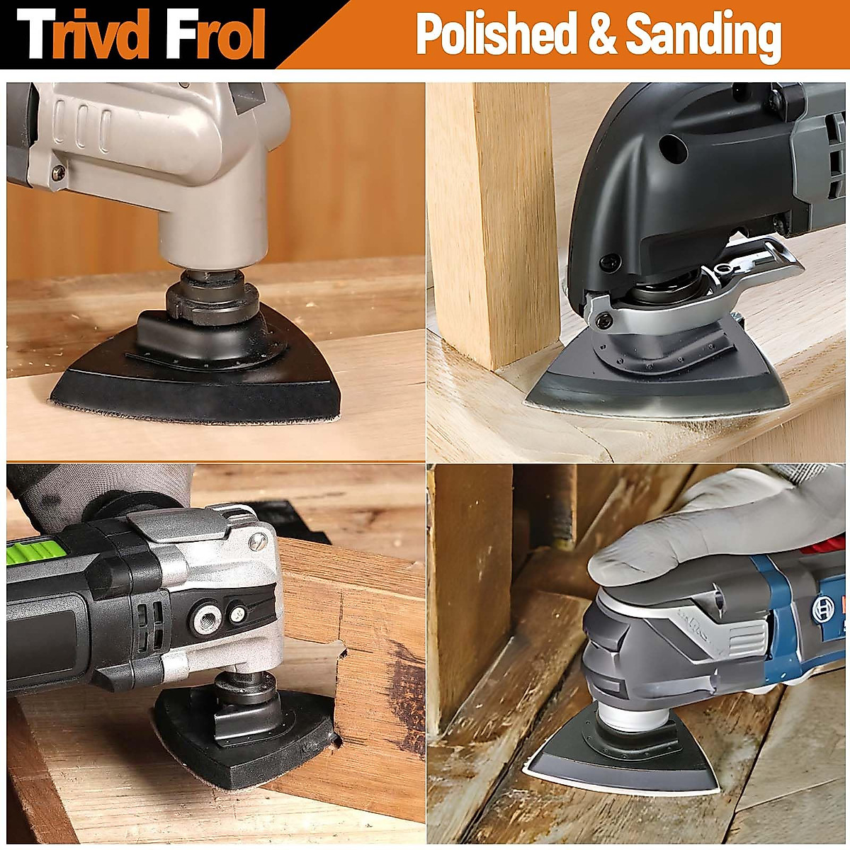 Trivd Frol 121 Pack Oscillating Saw Blades, Titanium Oscillating Tool Blades with Sandpaper, Multitool Blades for Wood Metal Plastics Cutting, Multi Tool Blades Kits Fit Bosch Dewalt Ryobi Milwaukee