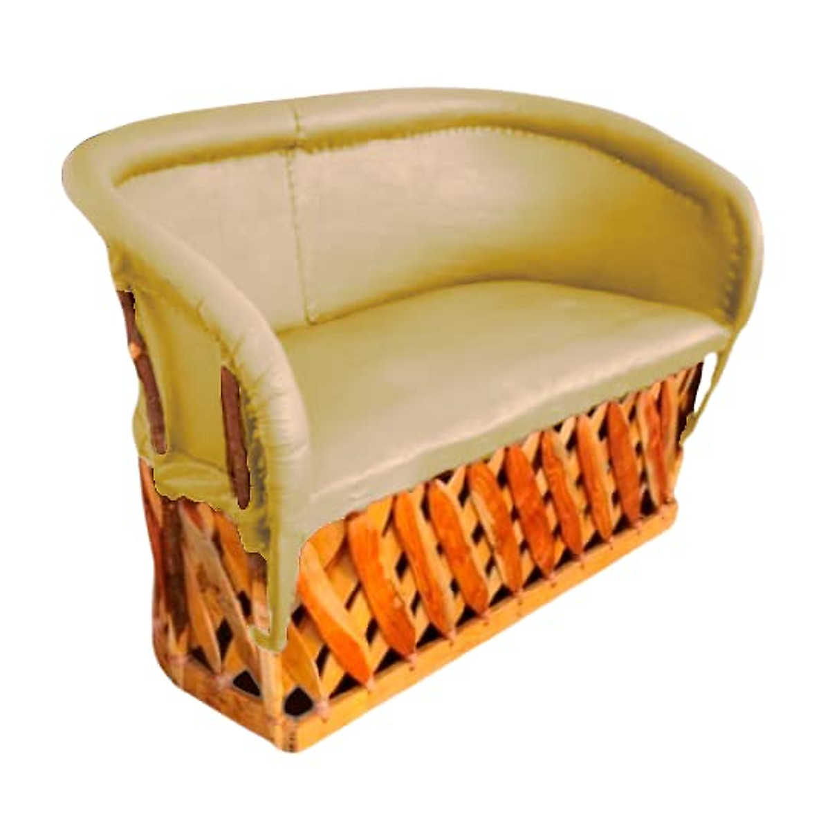 Love Seat Equipal Mueble Hecho a Mano por Equipales San Jose Color Beige Mexicano Estilo Tradicional Ideal para tu hogar, casa, jardín, oficina, restaurante, hotel, bar, playa, sala, comedor, recámara