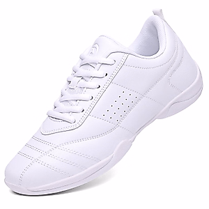 kkdom Adult & Youth White Cheerleading Shoes Athletic Dance Sport Training Shoes Competition Tennis Sneakers Cheer Shoes White US Size 8/EU Size 40