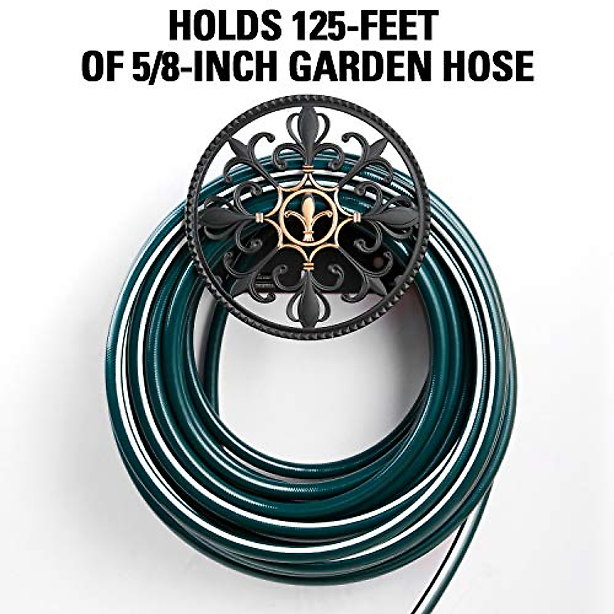 GOFORWILD Garden Hose Holder made of Stainless Cast Aluminum, Decorative Hose Butler Sturdy Water Hose Rack, Durable Wall Hose Hanger, Holds 125-Feet of 5/8-Inch Hose, Hose Reel, 7003