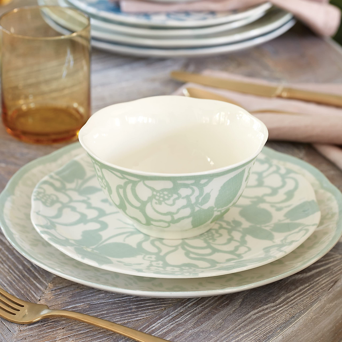 Lenox BM COTTAGE DW RICE BOWLS S/4 SAGE, 2.65