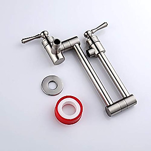 BULUXE Pot Filler Faucet Wall Mount,Brushed Nickel Finish and Single Hole 2 Handles with Dual Swing Joints Design