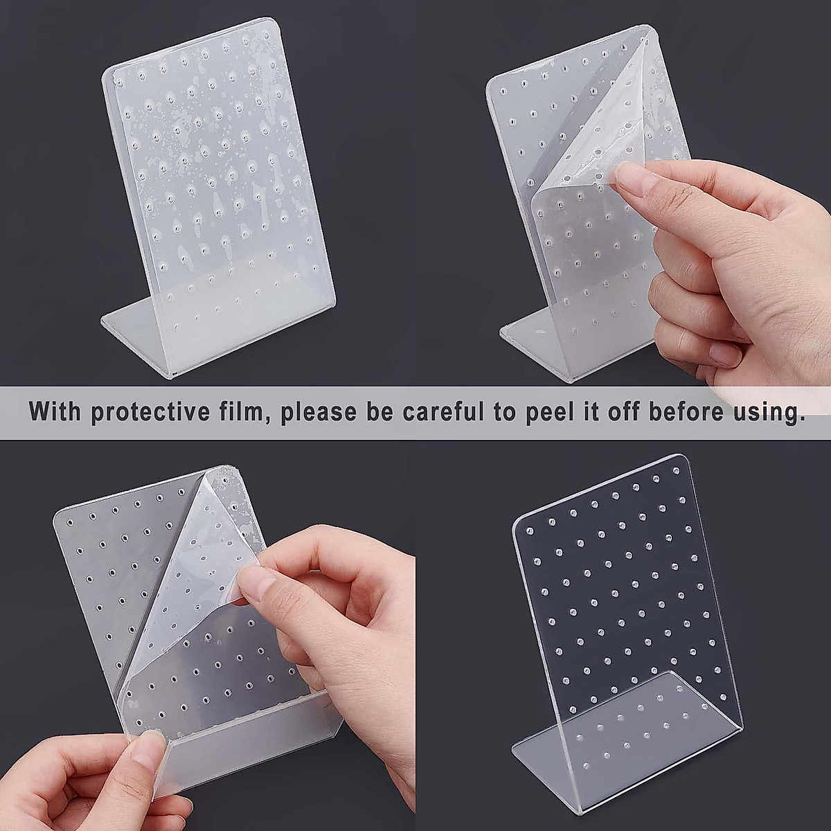 PH PandaHall 4 Pack 72 Holes Acrylic Earring Holder Organizer Ear Studs Jewelry Storage Display Rack Showcase Earrings Display Stand Earring Storage for Selling Retail Marketing Personal 3x2x4.5inch