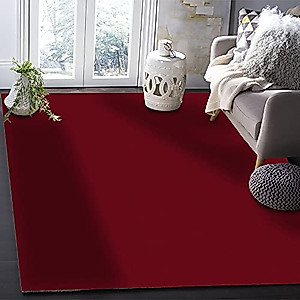 Indoor Area Rugs, Solid Color Wine Red Non-Slip Rubber Backing Rug, Non-Shedding Floor Carpet Washable Throw Rug for Living Room Bedroom Dining Home, 2' x 3'