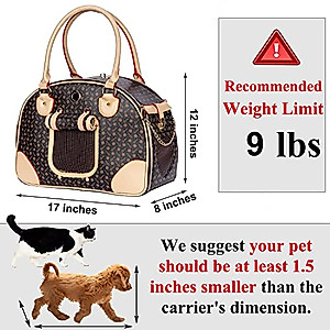 Adriene's Choice Luxury Pet Carrier, Puppy Small Dog Carrier, Cat Carrier Bag, Waterproof Premium PU Leather Carrying Handbag for Outdoor Travel Walking Hiking Shopping…